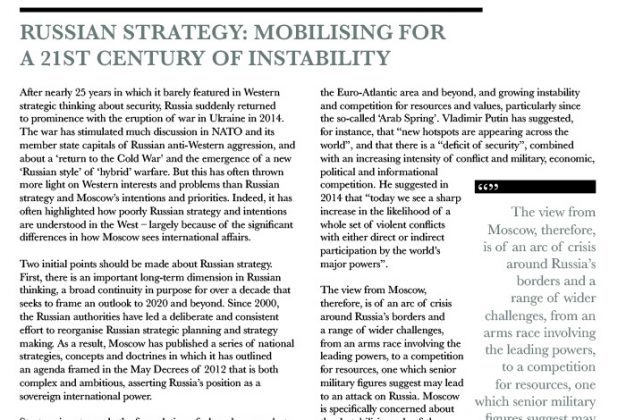 Russian Strategy Mobilising for a 21st Century of Instability - CHACR